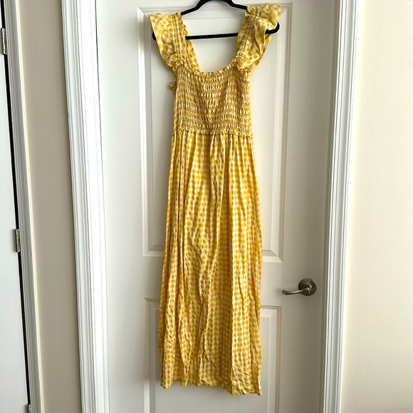 Dresses | Yellow Checkered Maxi Dress | Poshmark